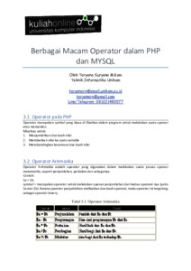 Berbagai Macam Operator Dalam Php Dan Mysql - Repository